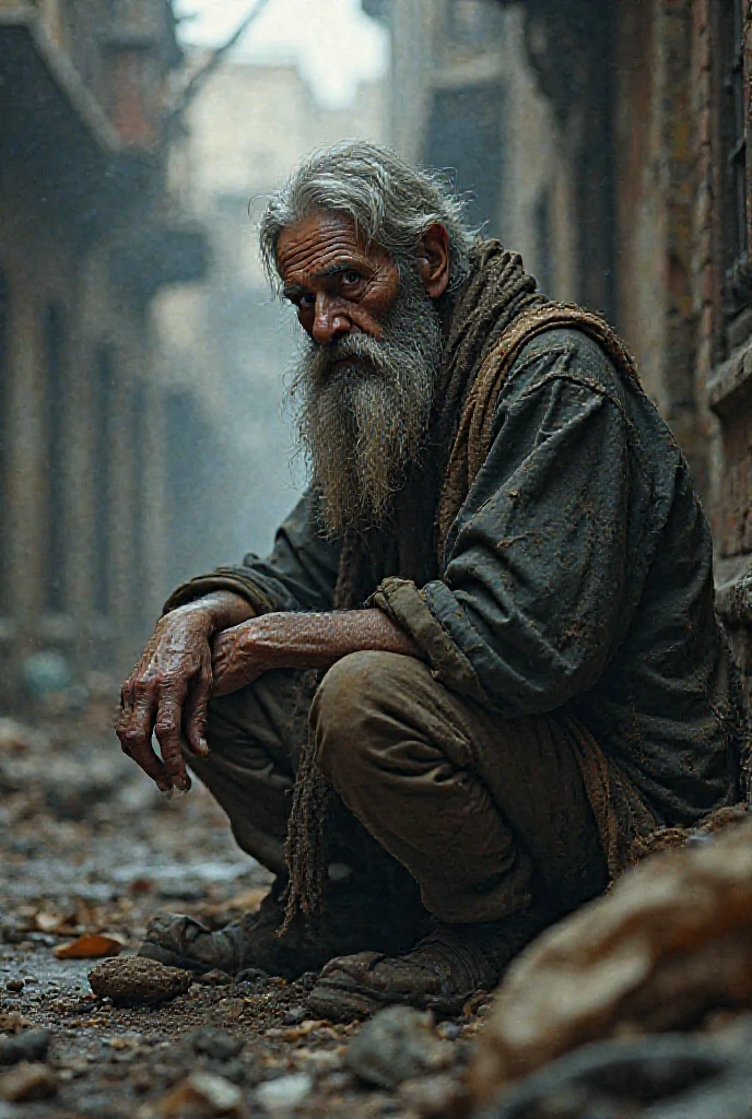 Generate realistic old beggar man - SeaArt AI