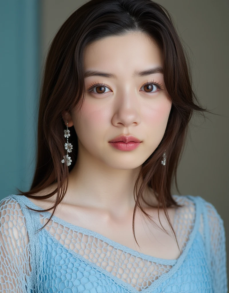 Facial close-up, a sharp focus 35mm photo of a young Asian woman named ...