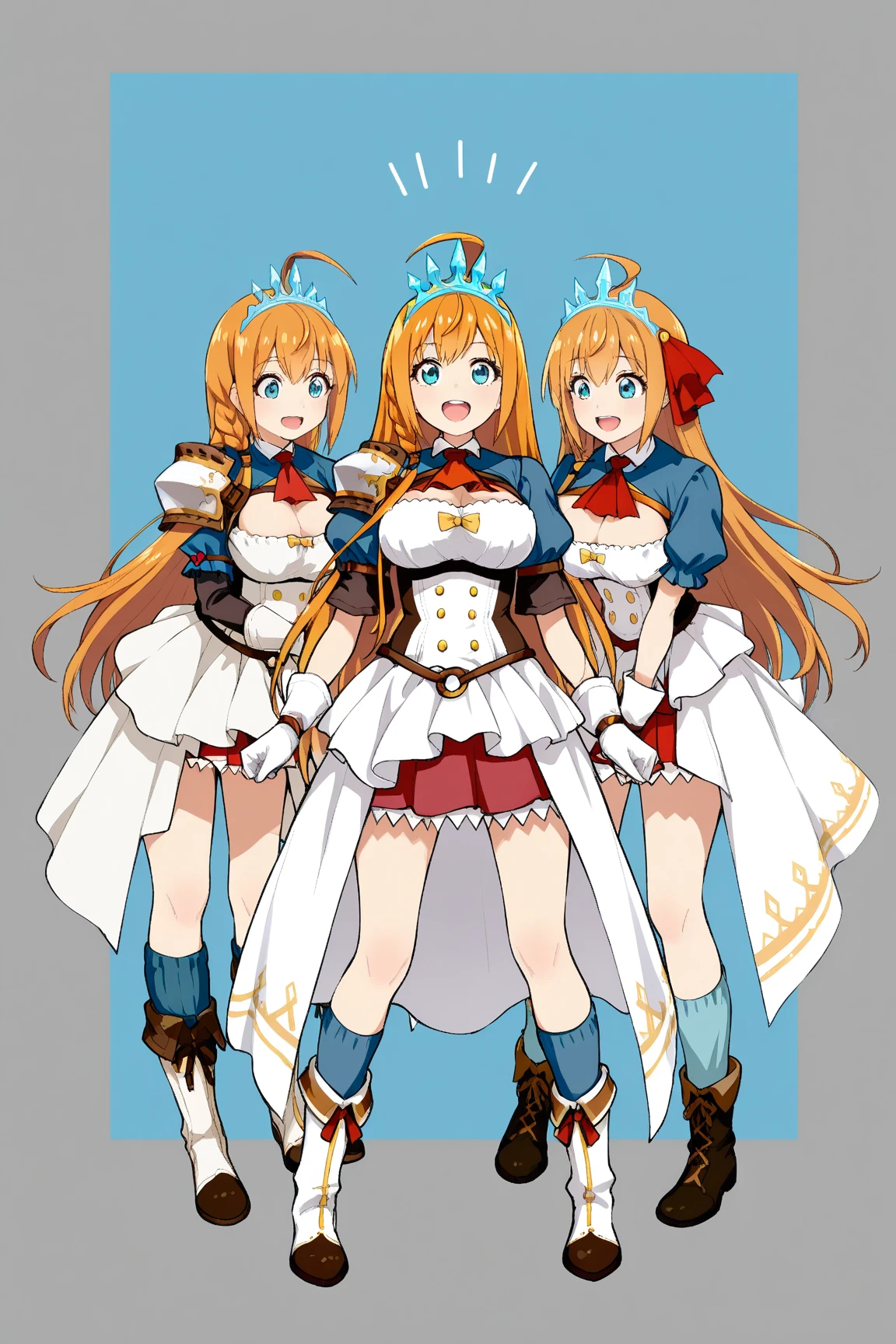 Pecorine, blue eyes, hair ornament, long hair, orange hair, tiara ...
