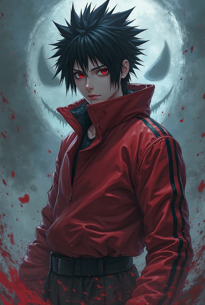 Create a Blue Lock character with Sasuke's hair in the red clothes and ...