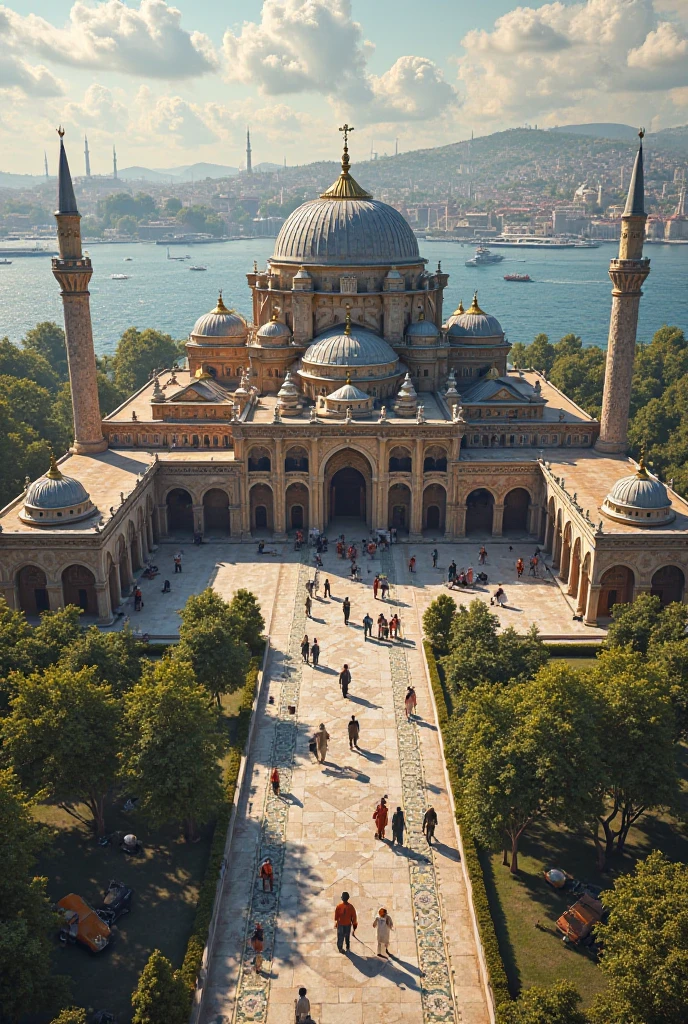 Create a picture of the Topkapi Palace during the Ottoman period ...