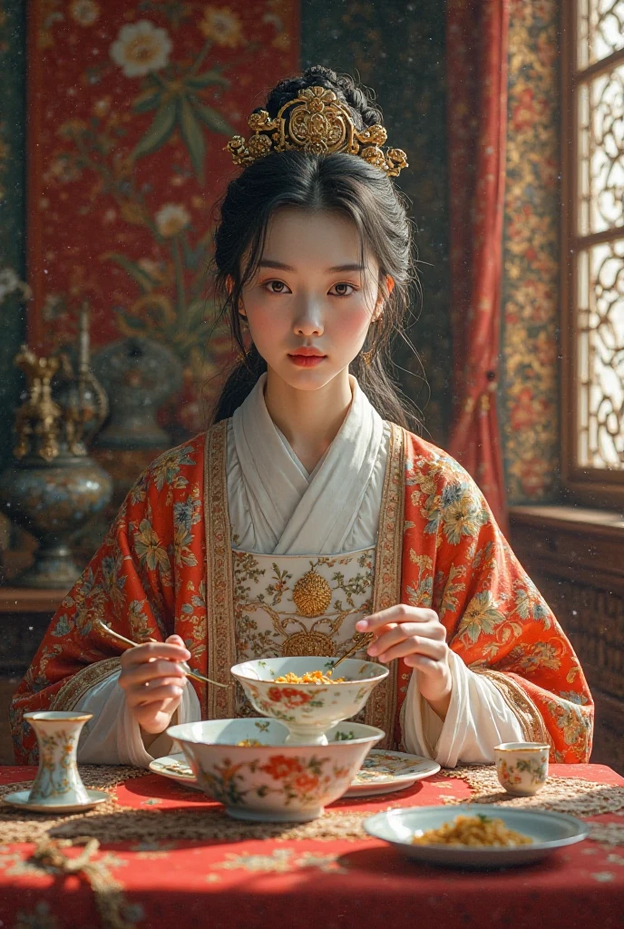 Yin Lihua is an ancient Chinese queen who portrays her as she eats ...