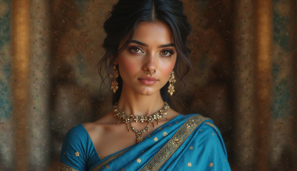 There was a queen, who was wearing a blue sari on her body. She was 20 ...