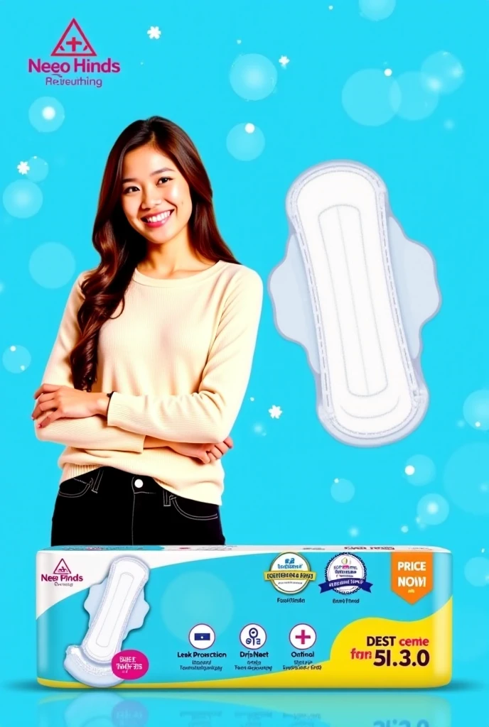 A professionally designed advertisement for a sanitary pads brand ...