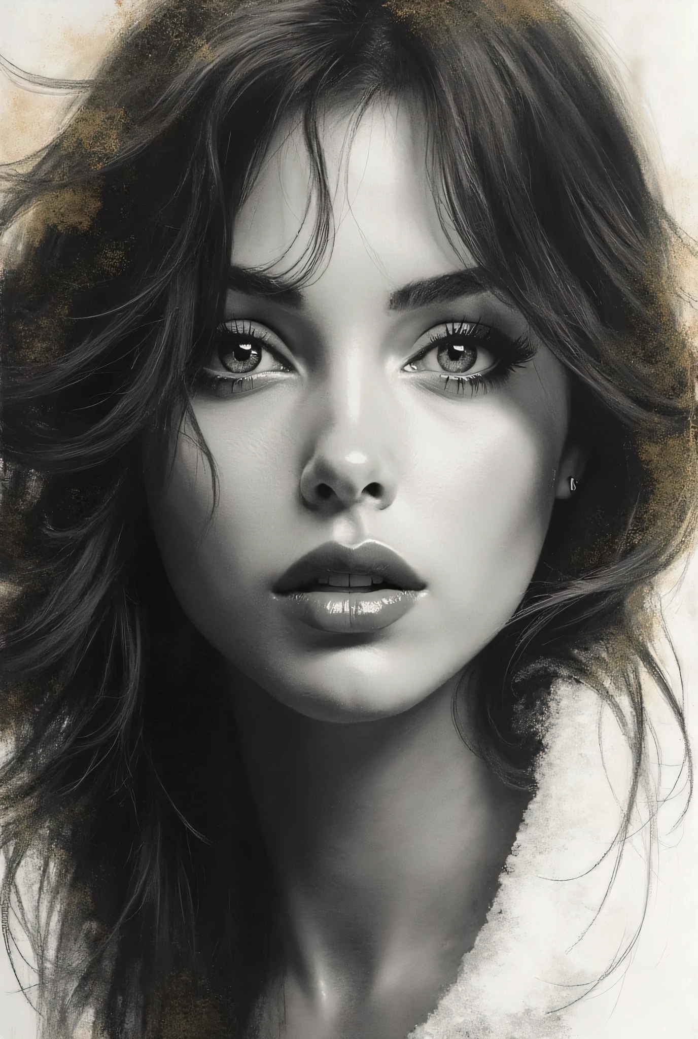 A close up of a woman with a very big eye - SeaArt AI