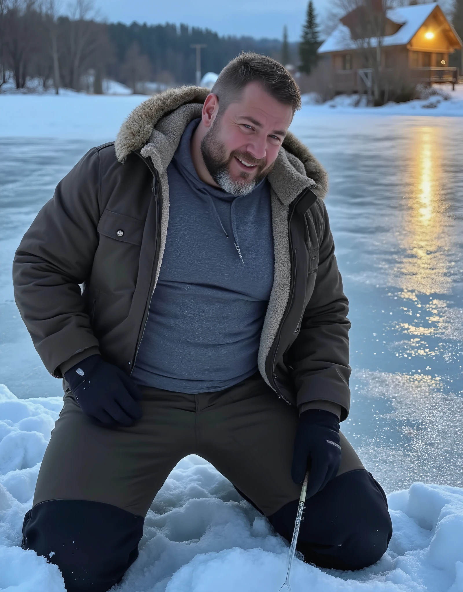 Arafed man sitting on the snow with a ski pole in his hand - SeaArt AI