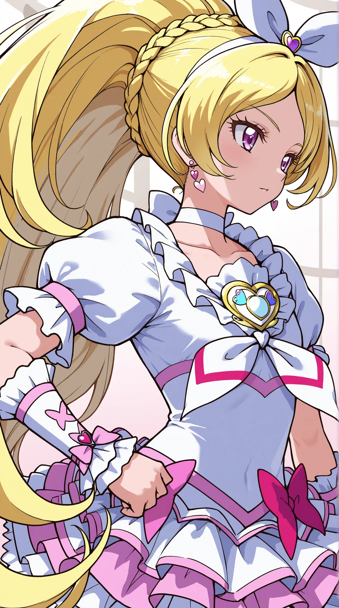 Cure Rhythm,gold hair white ribbon:1.2, headband,long hair,white ...