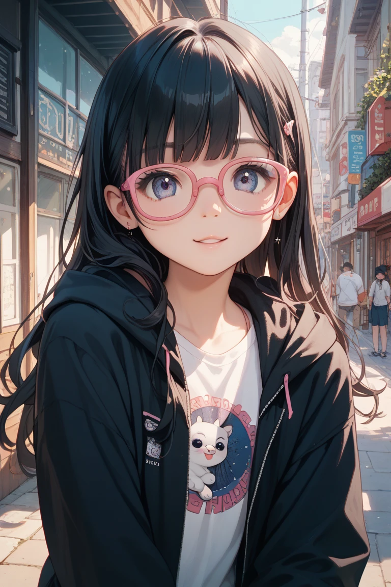 Black hoodie＆black hair perm＆I'm not wearing glasses＆With a cute boy - SeaArt AI