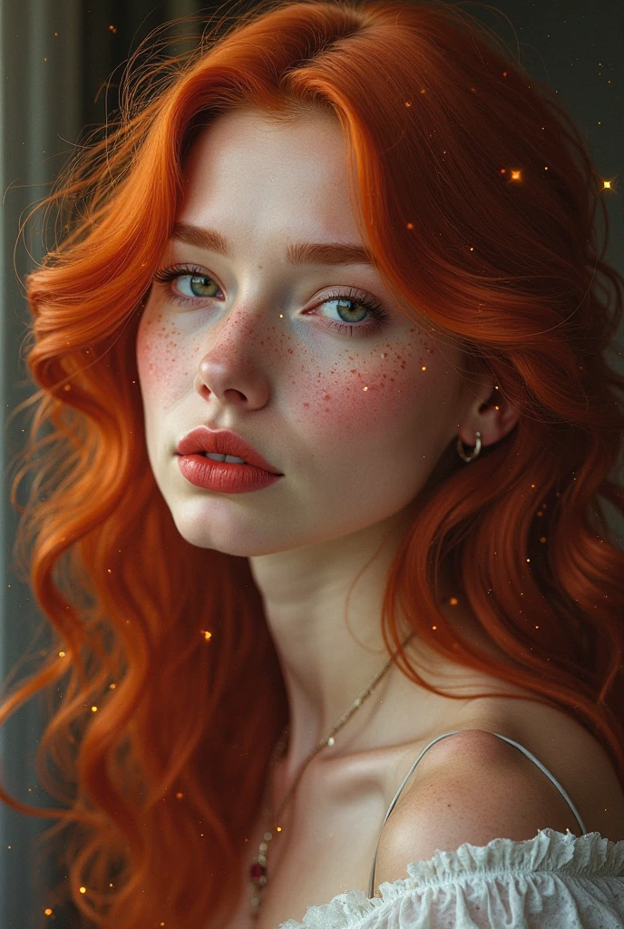 Sexy red-haired woman with freckles - SeaArt AI