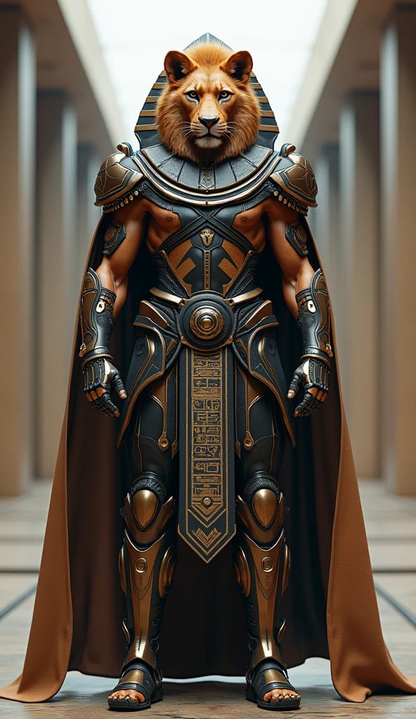 Egyptian god Anhur, mode Techwear, full body front view, With the head ...