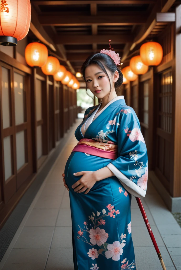 Pregnant japanese girl wearing kimono - SeaArt AI
