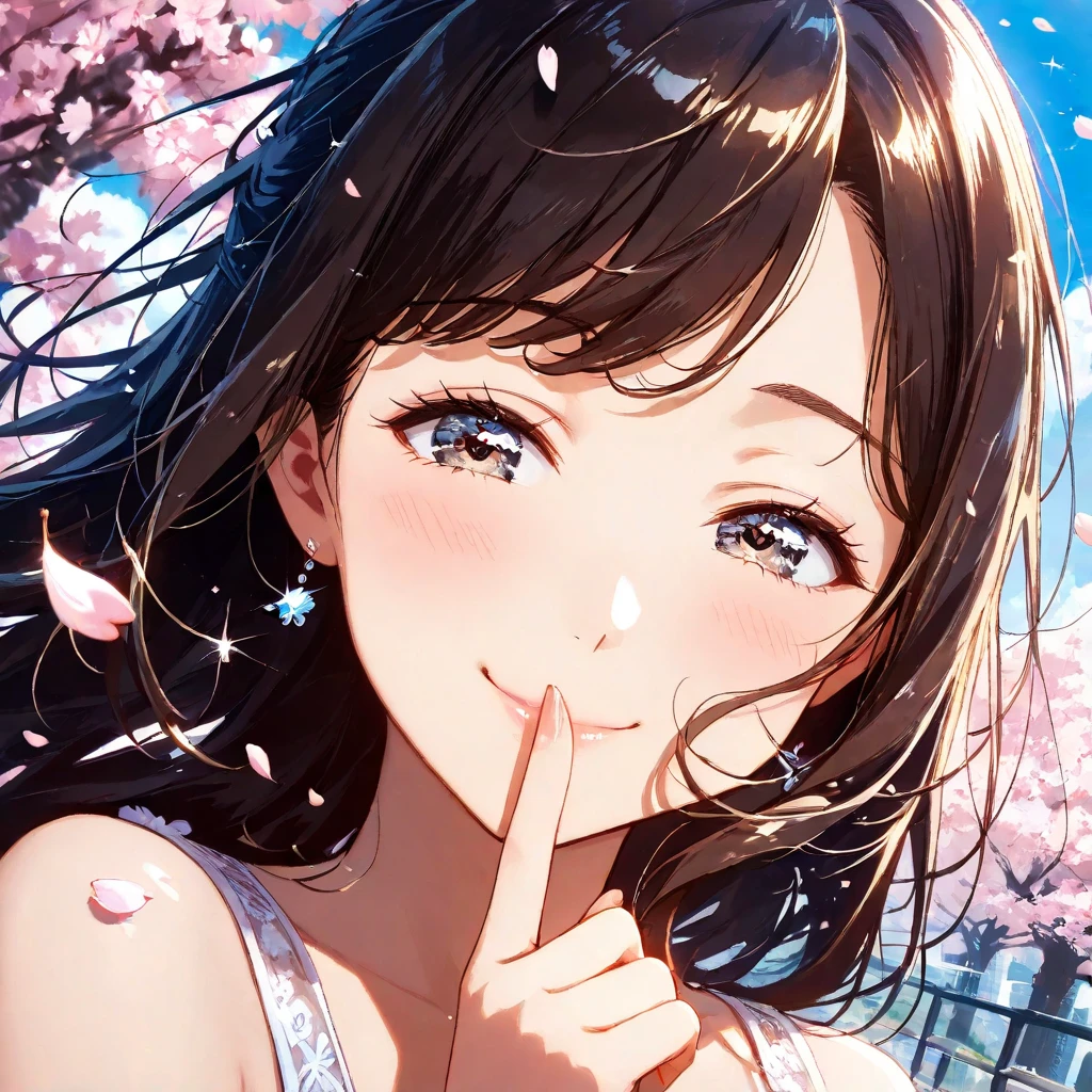 A young smiling beautiful woman blowing in the calm wind in spring ...