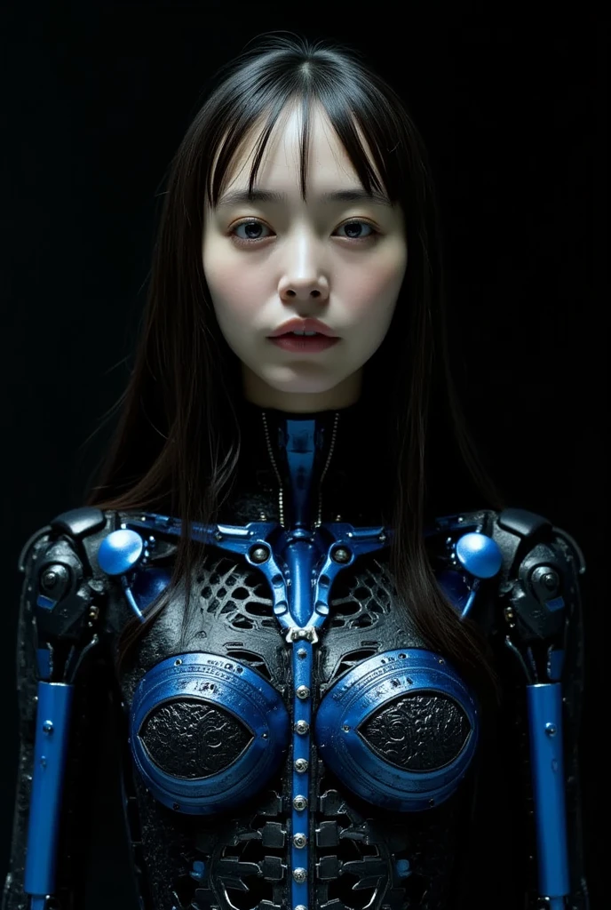 Beautiful woman in exoskeleton, detailed face, realistic textured skin ...