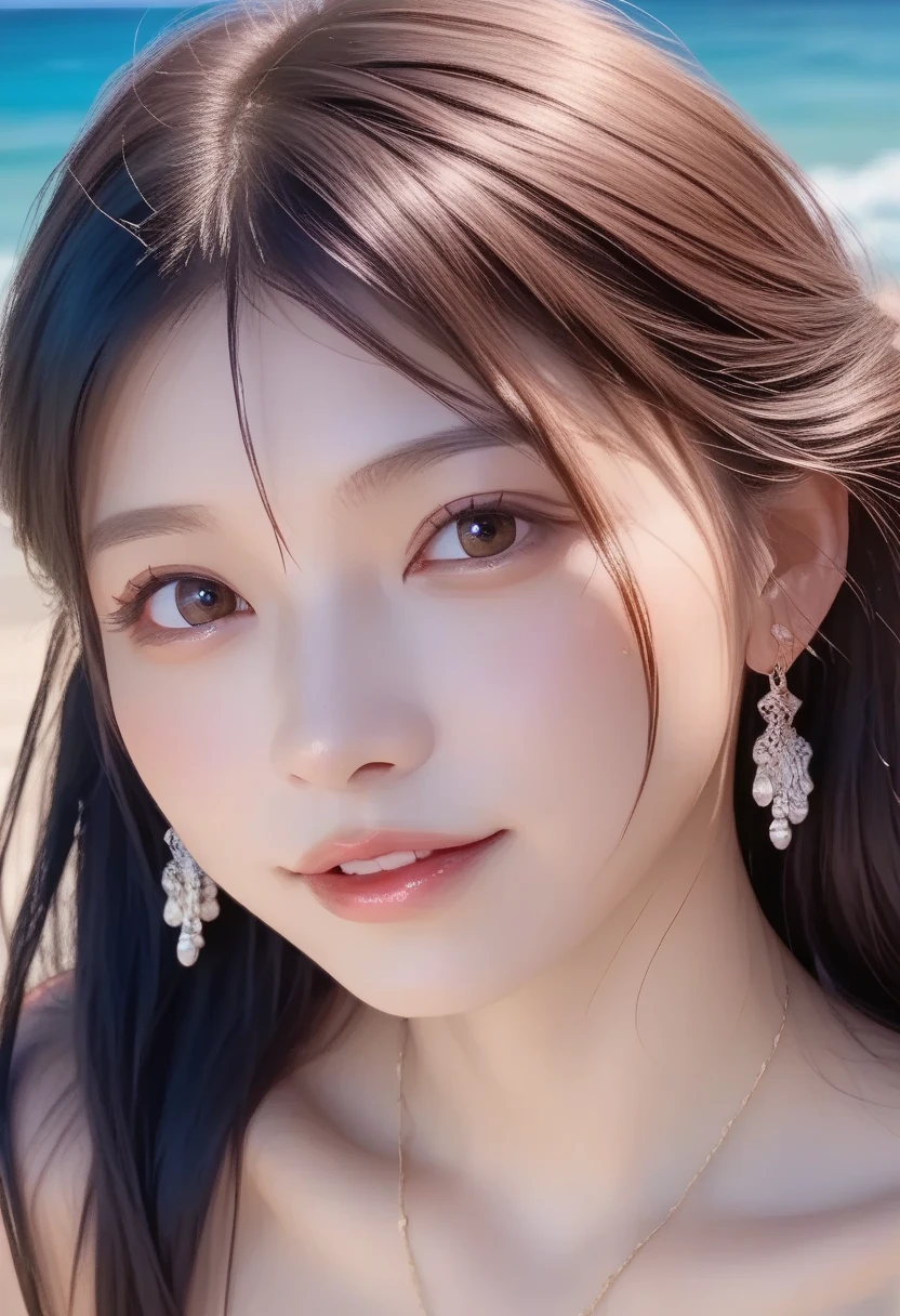 (tremendous huge boobs)， completely naked，smile，(((I have abalone - SeaArt AI