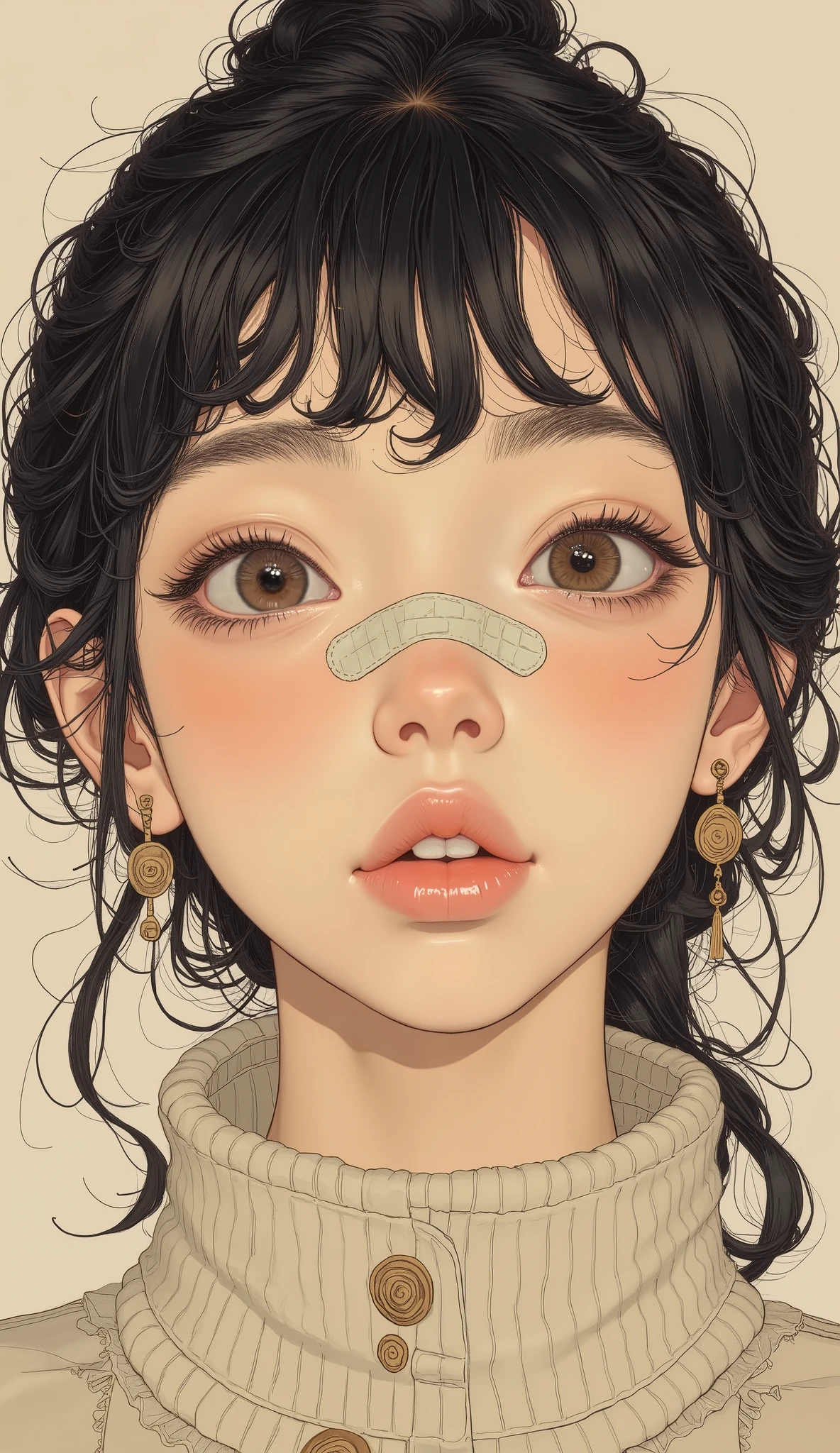 Anime girl with a bandage on her nose and nose - SeaArt AI