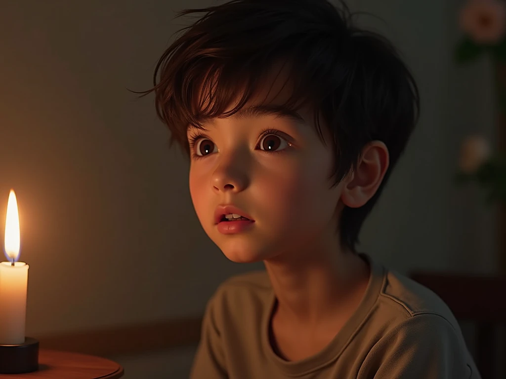 The boy is focusing on the camera while listening to the song - SeaArt AI