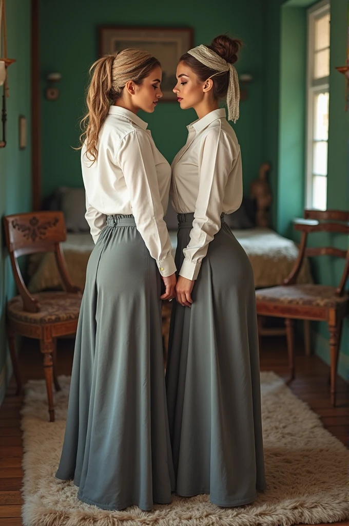 2+girls, close-up half-body shot in cowboy style photoshoot, view of 2 ...