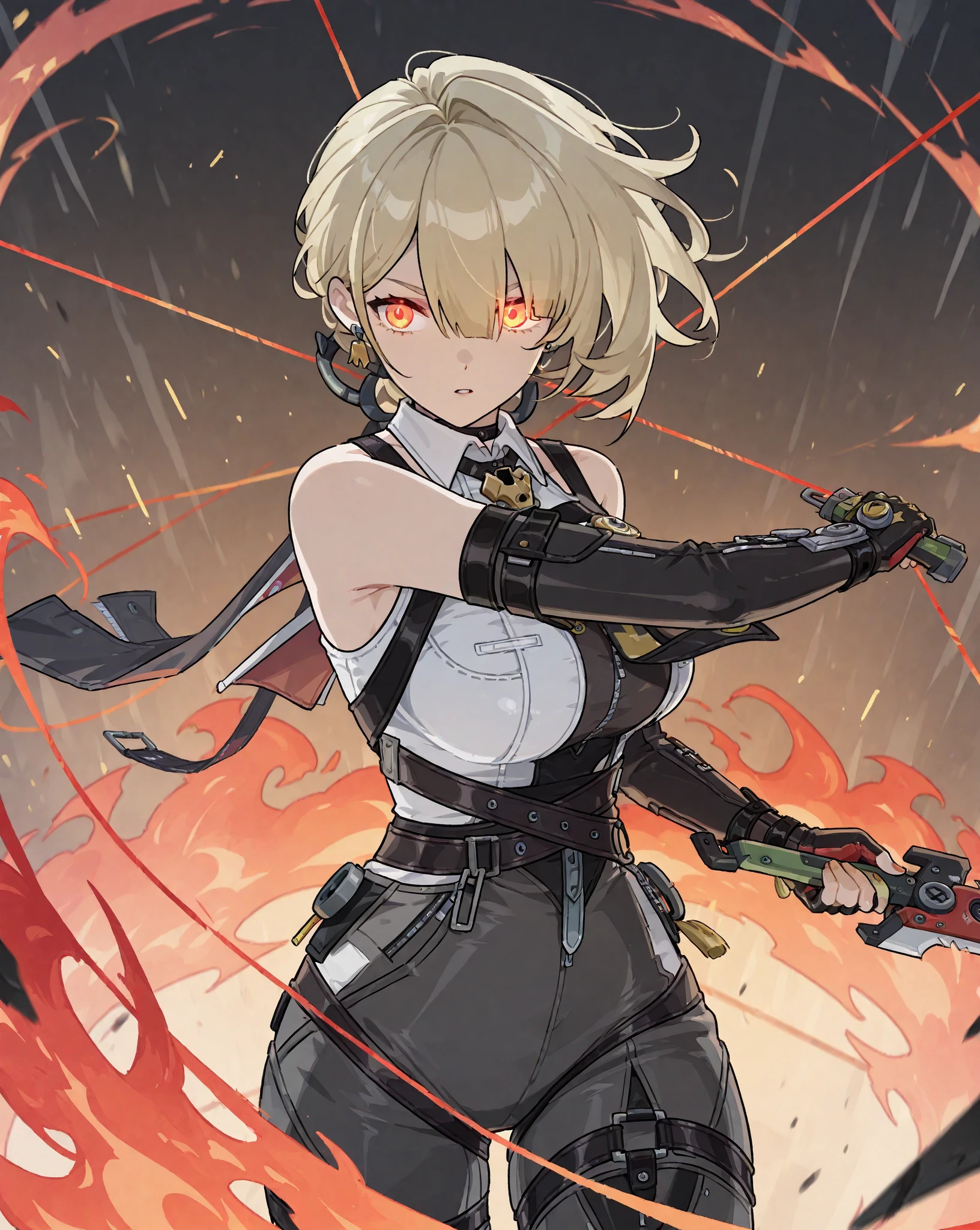 (Evelyn Chevalier from zenless zone zero, 1girl, girl solo), battlefild ...