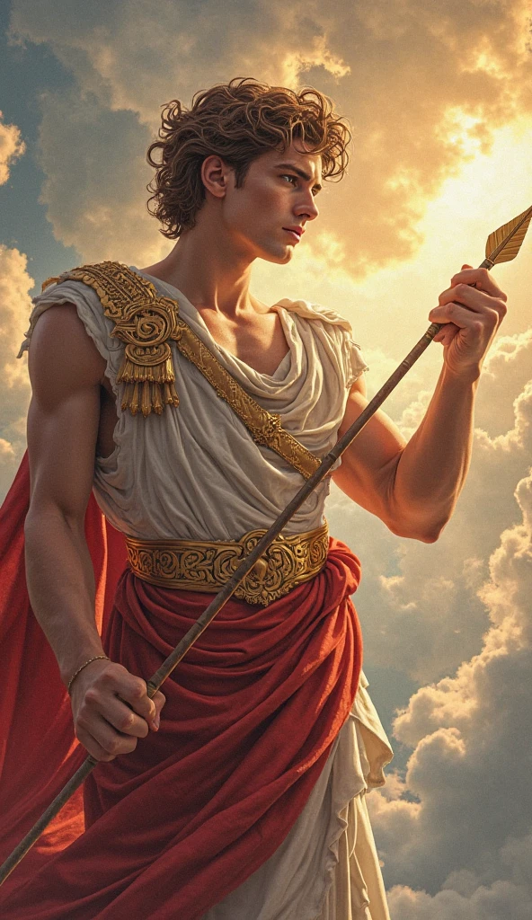 Create a semi-realistic comic book-style image that portrays the god ...