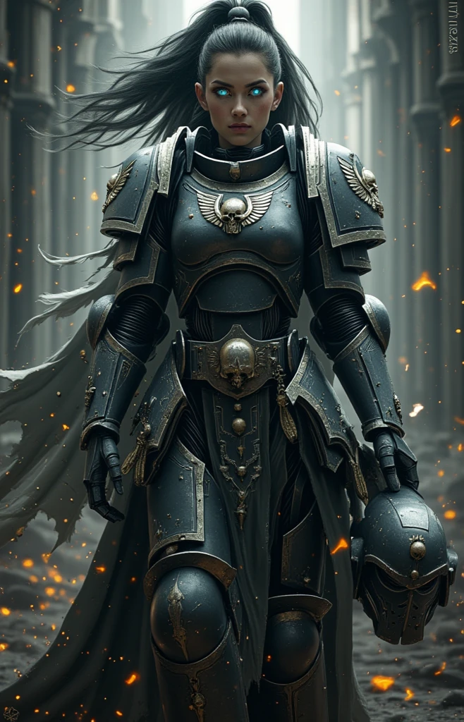 Young lady of "Son of Malice", glowing white eyes with black iris - SeaArt AI