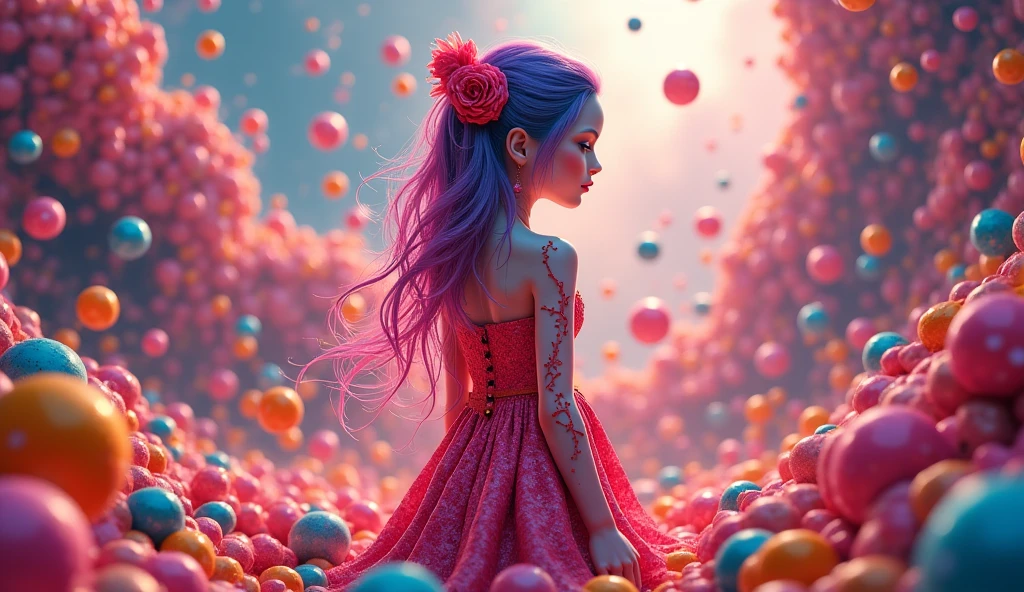Create a Surrealism, Brightly colored, A surreal image, unusual views ...