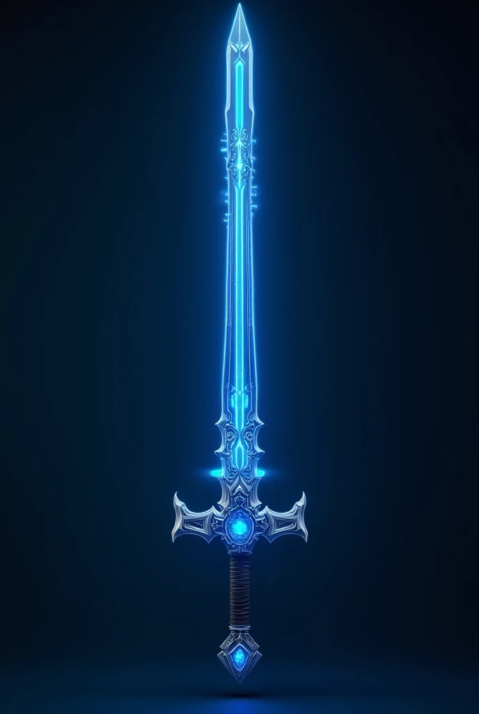 A blue heavy longsword made of blue parts, light blue neon lines in a ...