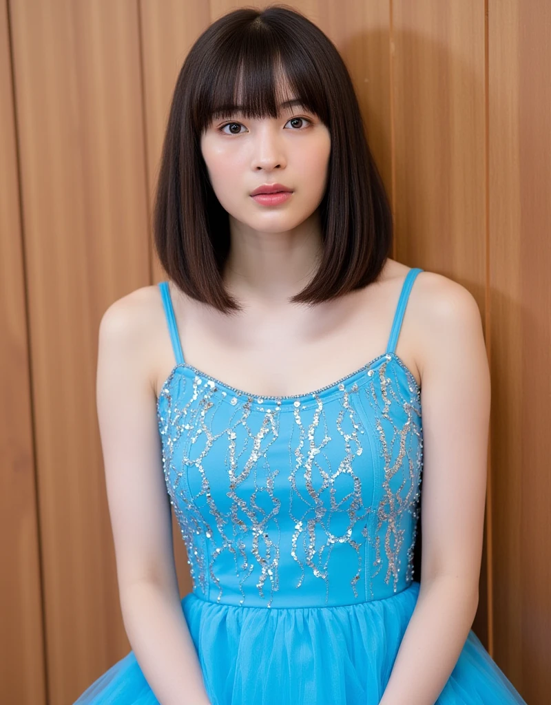 The image is a portrait of a young woman named Suzu sitting on a wooden bench - SeaArt AI