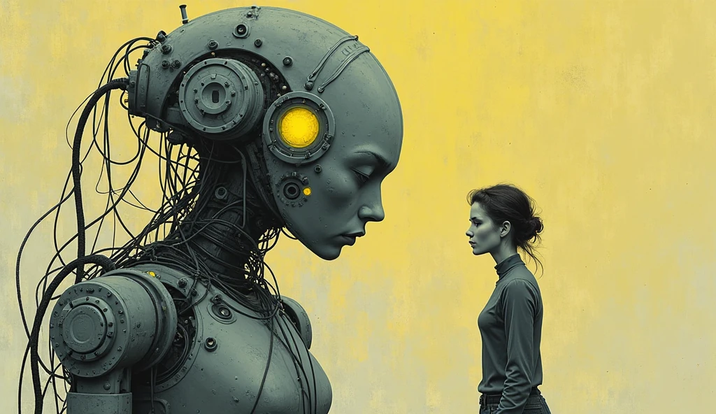 A digital illustration inspired by H.R. Giger, depicting an industrial ...