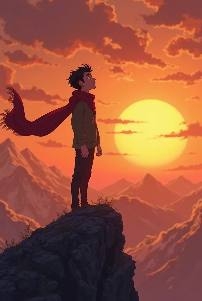 "The protagonist stands at the peak of a mountain, shouting the name of ...