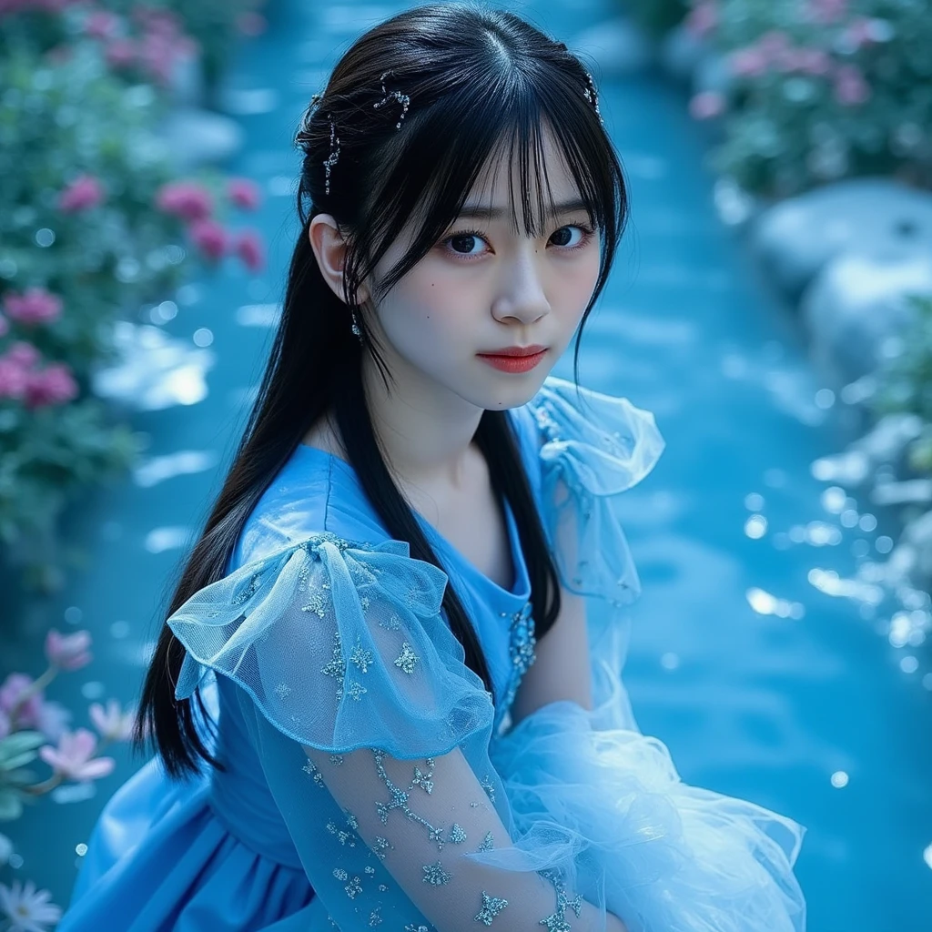 fairy tale fantasy style，Close shot，Cool blue and cyan，Motion capture ...