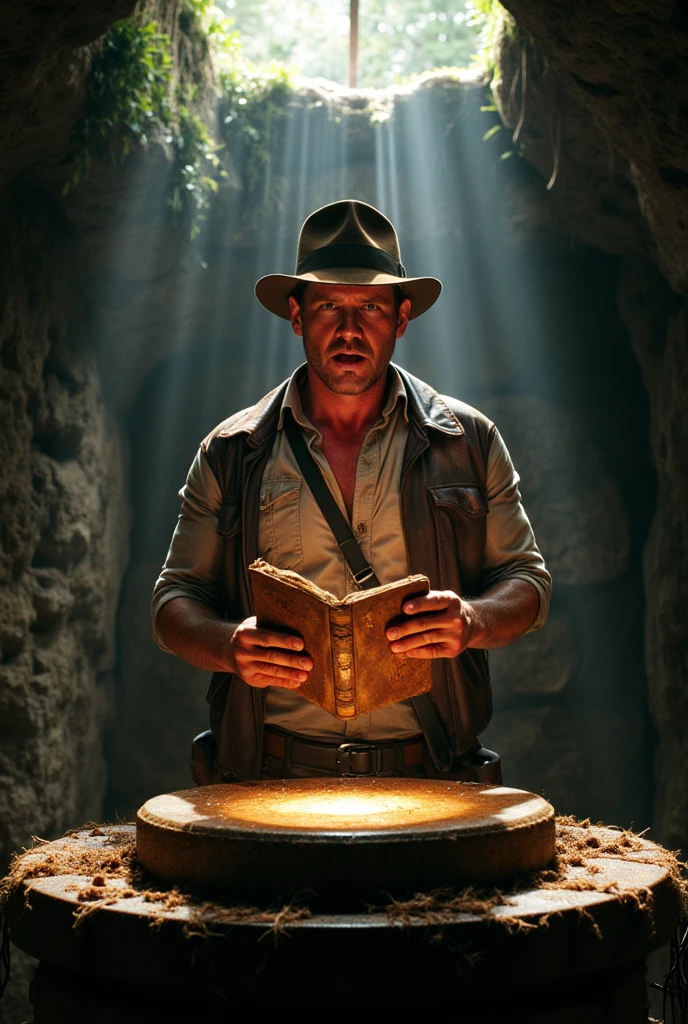 Image of actor Harrison Ford dressed as Indiana Jones dirty with a ...