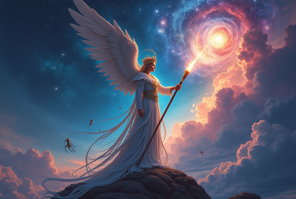 **Prompt**: "A cosmic deity, the God of Art and Time, stands at the ...