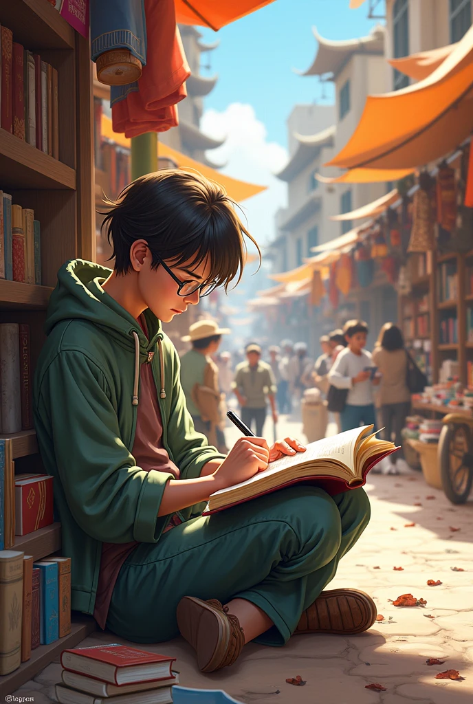 Create an image for me where ren appear reading but which in the ...