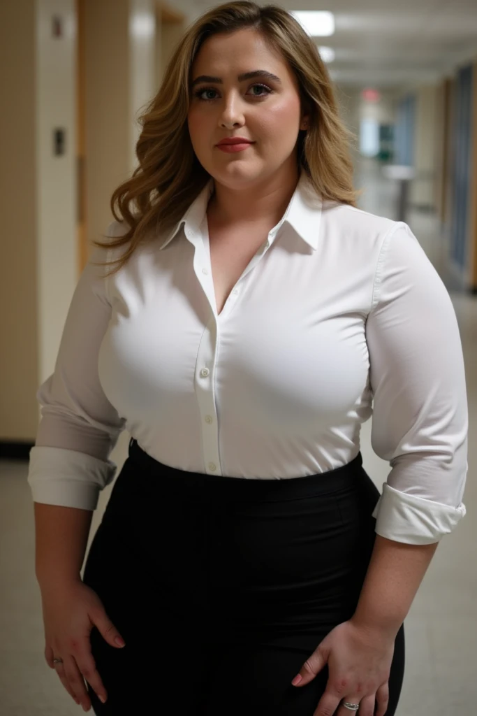 Her figure is incredibly voluptuous, featuring a large bust, a slim ...