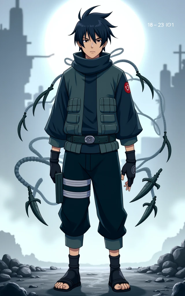 Shikadai Nara, now 18 years old, in a devastated ninja world - SeaArt AI