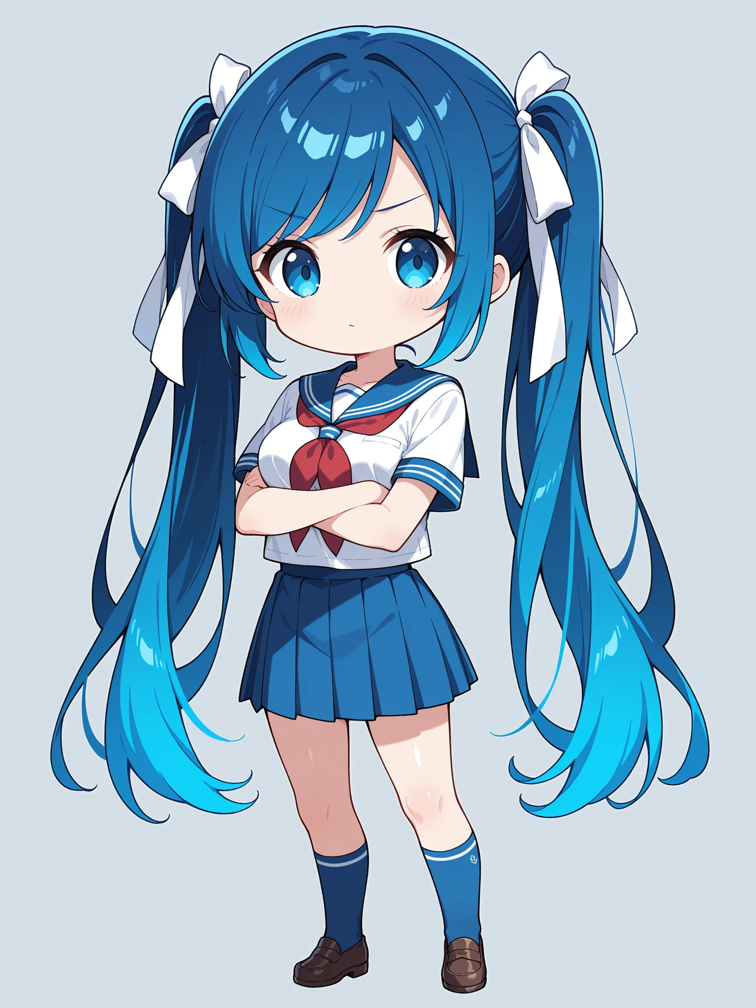 1girl, royal-blue hair, gradient hair, very long hair, swept bangs ...