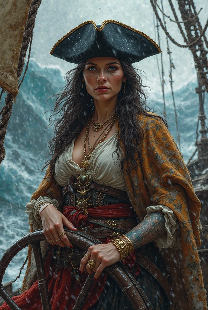 Pirate Queen in the Rain - SeaArt AI