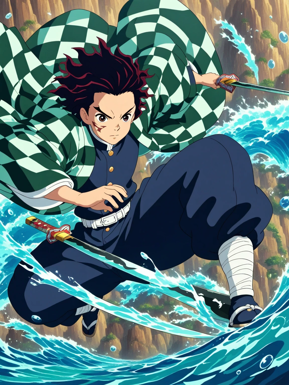 Masterpiece, Ultra HD details, Ghibli style, 1boy , Kamado Tanjiro ...