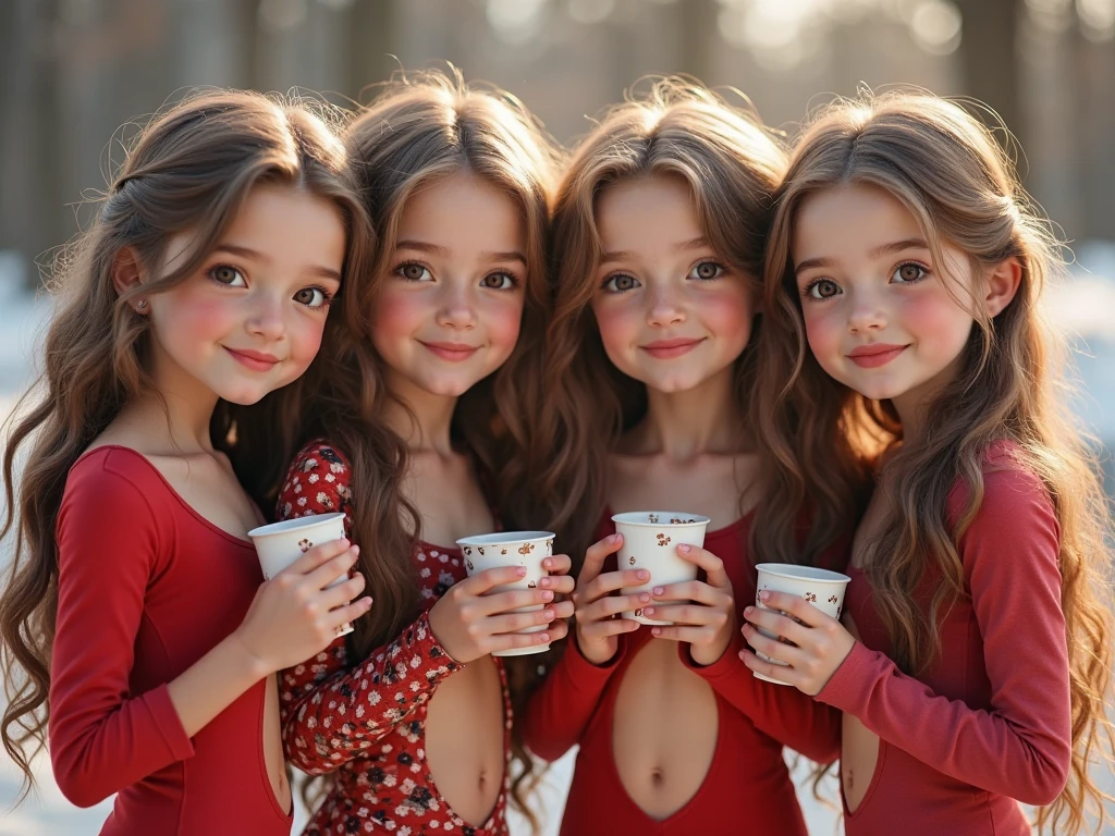 Showing the back,Four cute girls beautifully diverse each one with her ...