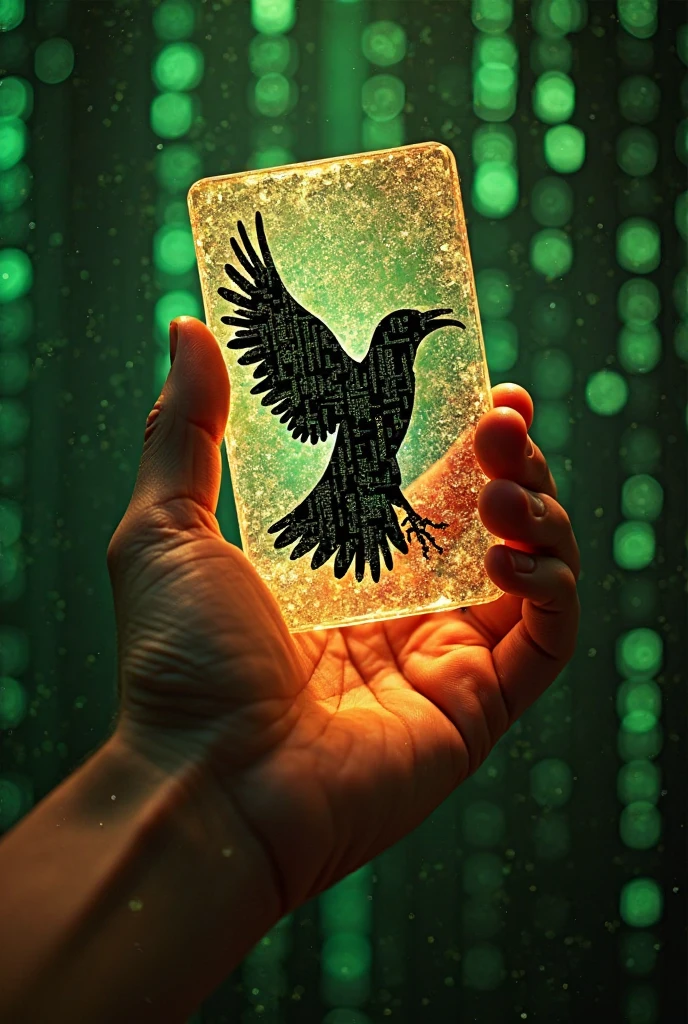 Hand holding a card between the fingers, codes the material of the card is glass - SeaArt AI