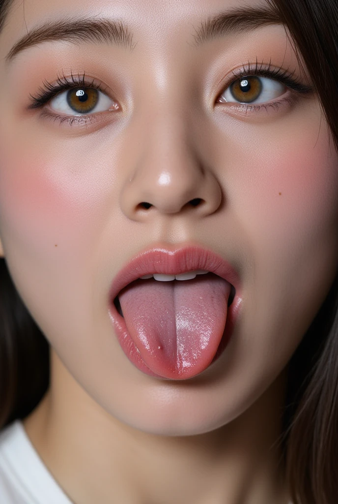 Realistic face up、young woman、stick out your tongue,high resolution - SeaArt AI