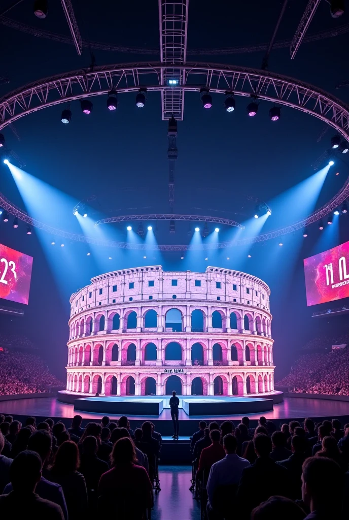 Scenography for a wrestling event wherever the fighters who use LED ...