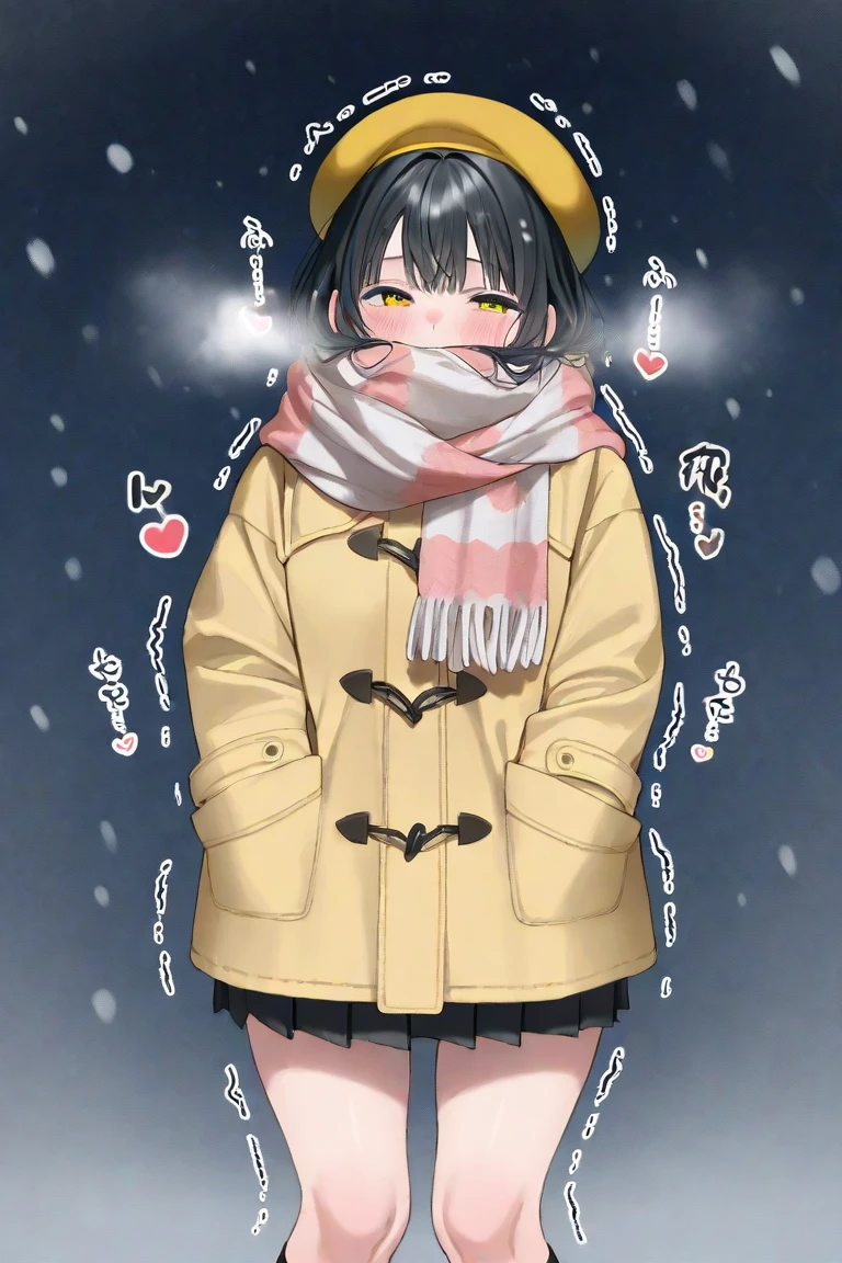 Shivering in the cold in the snow、is shaking his hips in front of me ...