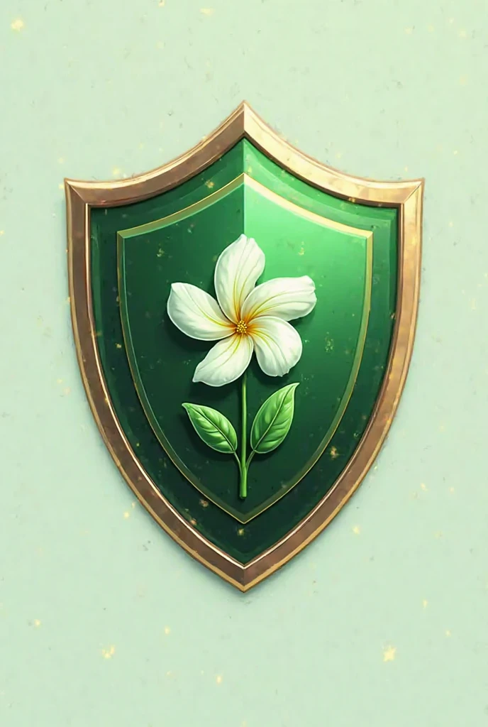 Make cricket logo green shield with metal outlines and jasmine flower ...