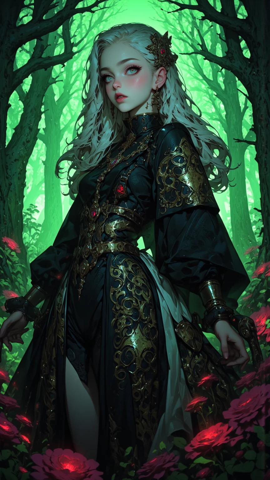 High quality Charming fairy girl, silver hair, Goethe style, Glowing ...