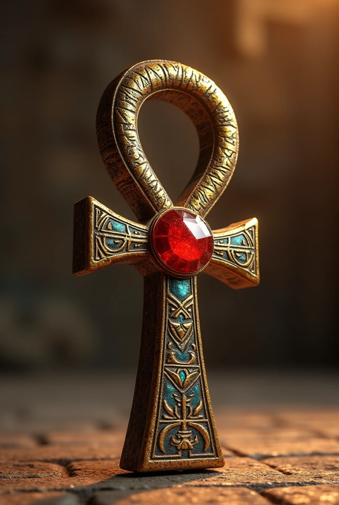 Ankh with red lozenge dimond in the middle - SeaArt AI