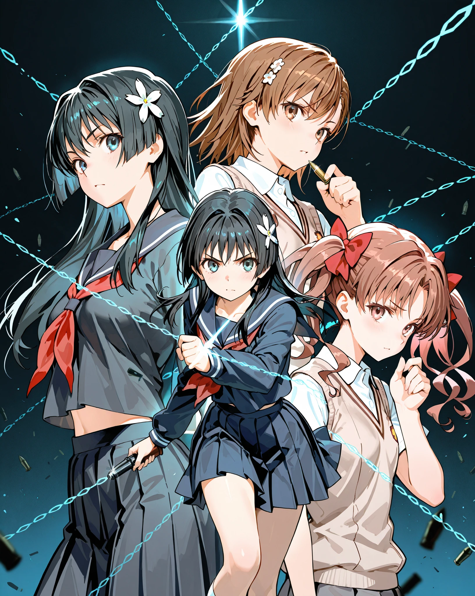 Bullet Time Dodge, Misaka Mikoto, Shirai Kuroko, Saten Ruiko - SeaArt AI