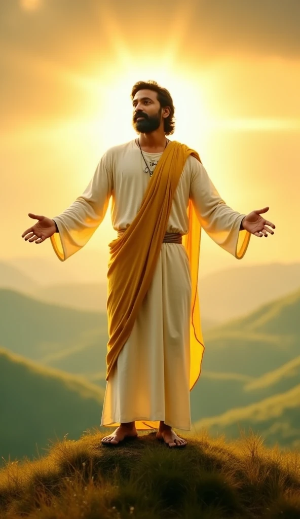 A divine and peaceful representation of Jesus Christ, portrayed by ...