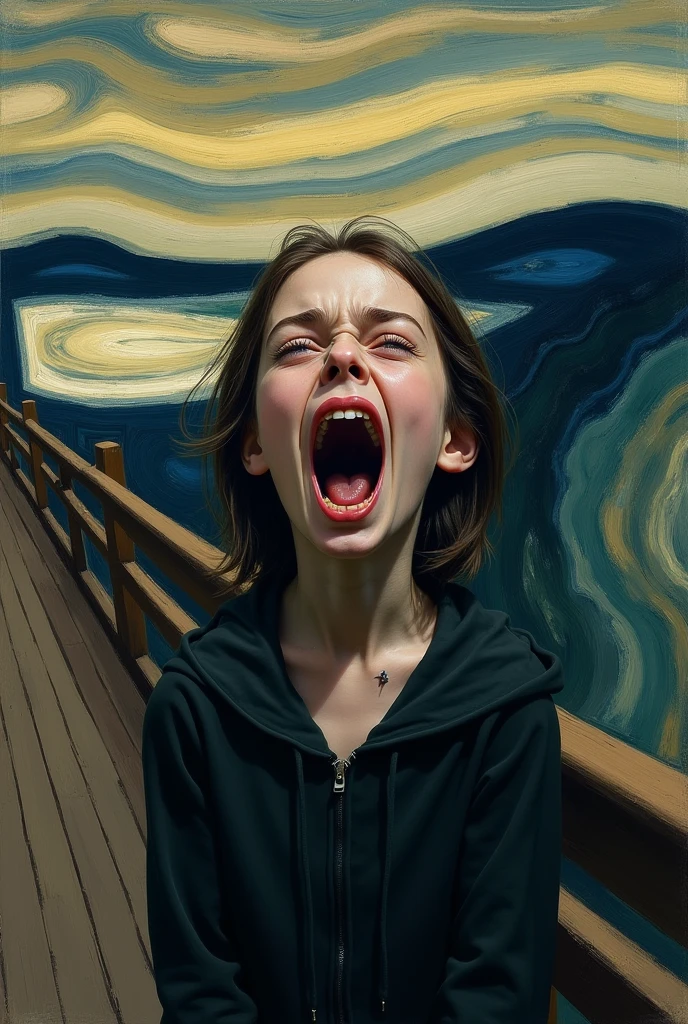 The student character version of "The Scream" by Edvund Munch - SeaArt AI