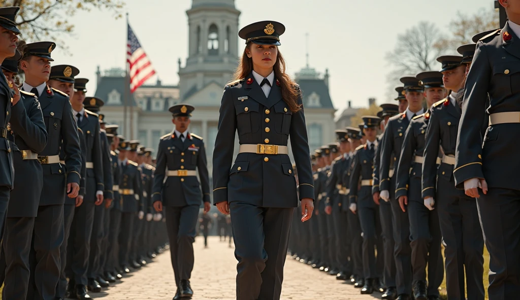 A historic moment of the first female cadets entering a military ...